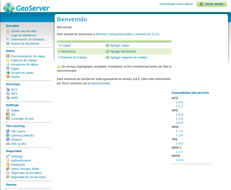 Nueva versión 2.2.4 de Geoserver. – SCyASIG
