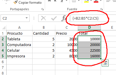 Usando fórmulas matriciales o con matrices (arreglos) en Excel. ¿Cuál ...
