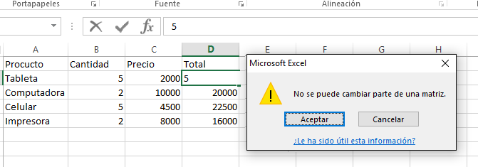 Usando fórmulas matriciales o con matrices (arreglos) en Excel. ¿Cuál ...