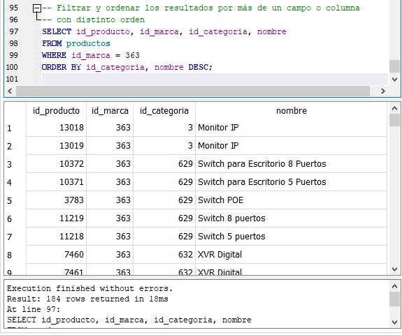 SQL básico. Cómo ordenar los resultados de una consulta. – SCyASIG