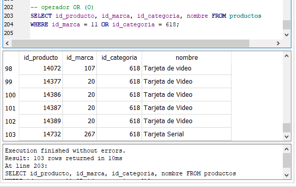 SQL básico. Operadores en la cláusula Where (tercera parte). – SCyASIG