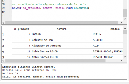 SQL básico. Consultar los datos de una tabla. – SCyASIG
