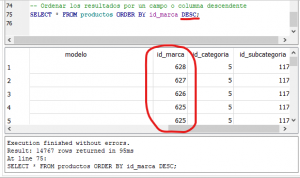 SQL básico. Cómo ordenar los resultados de una consulta. – SCyASIG